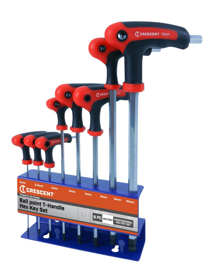 8 Pc. Metric Ball Point T Handle Hex Key Set Crescent Tools